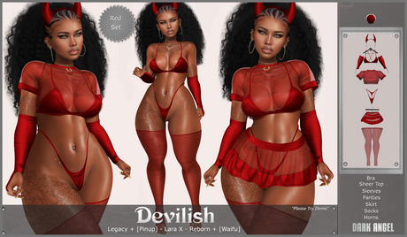 Second Life Marketplace - Dark Angel : Devilish Set - Red [Legacy|Pinup - Lara X - Reborn|Waifu]